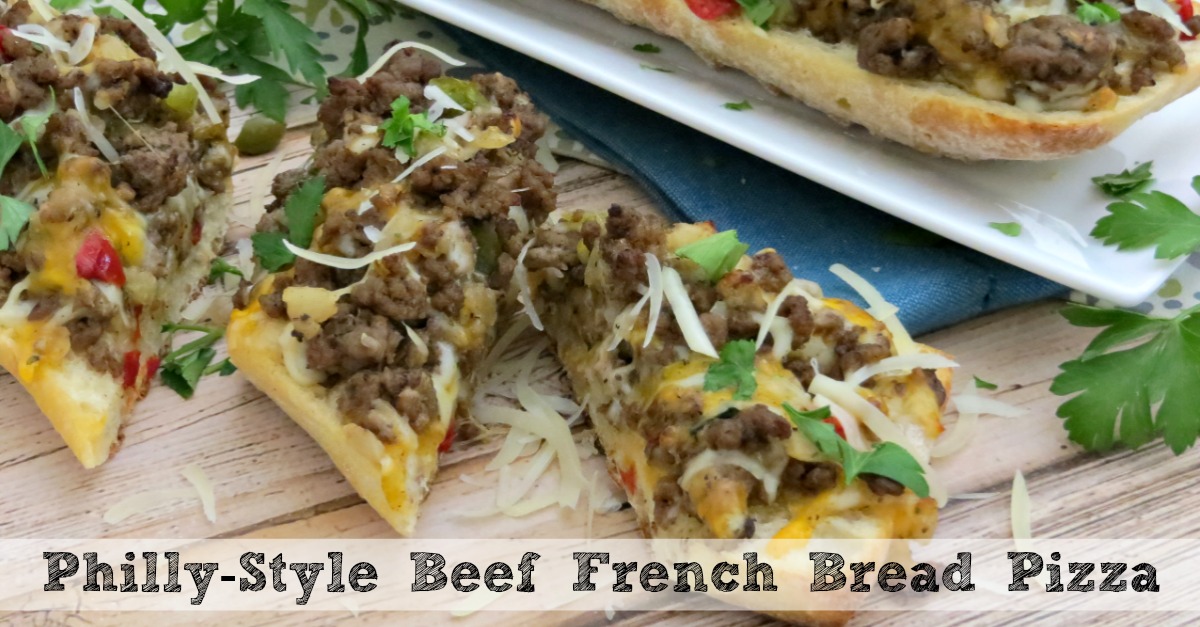 Cheesy Philly-Style Beef French Bread Pizza | Great Game Day Recipe!